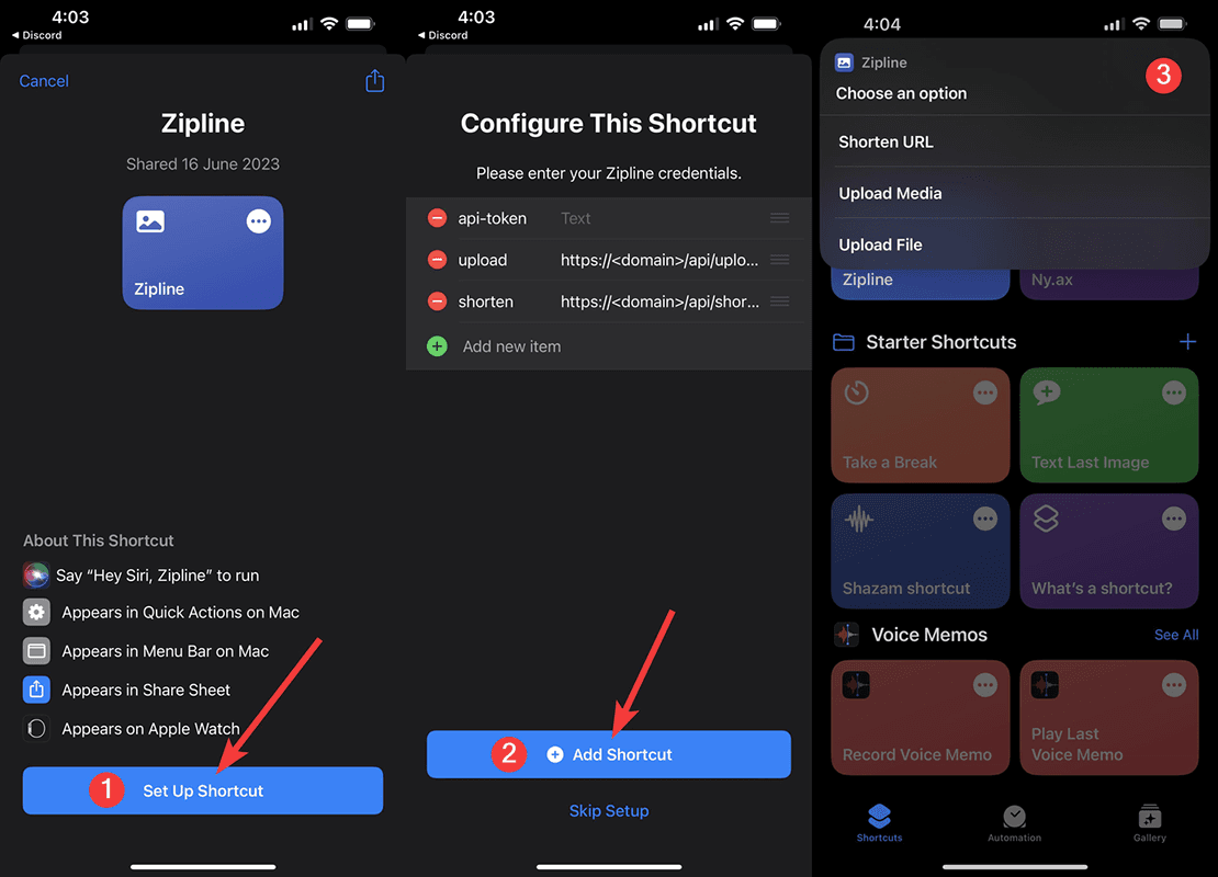 iOS: Shortcuts – Docs – Zipline