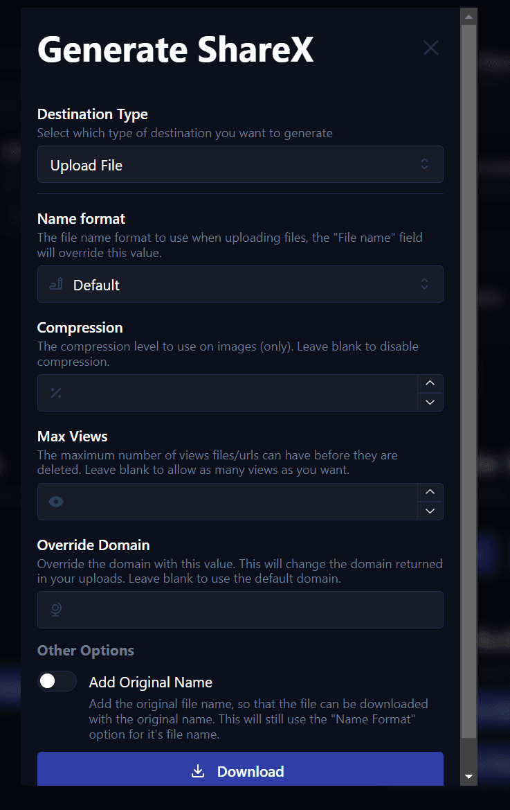 Windows: ShareX – Docs – Zipline