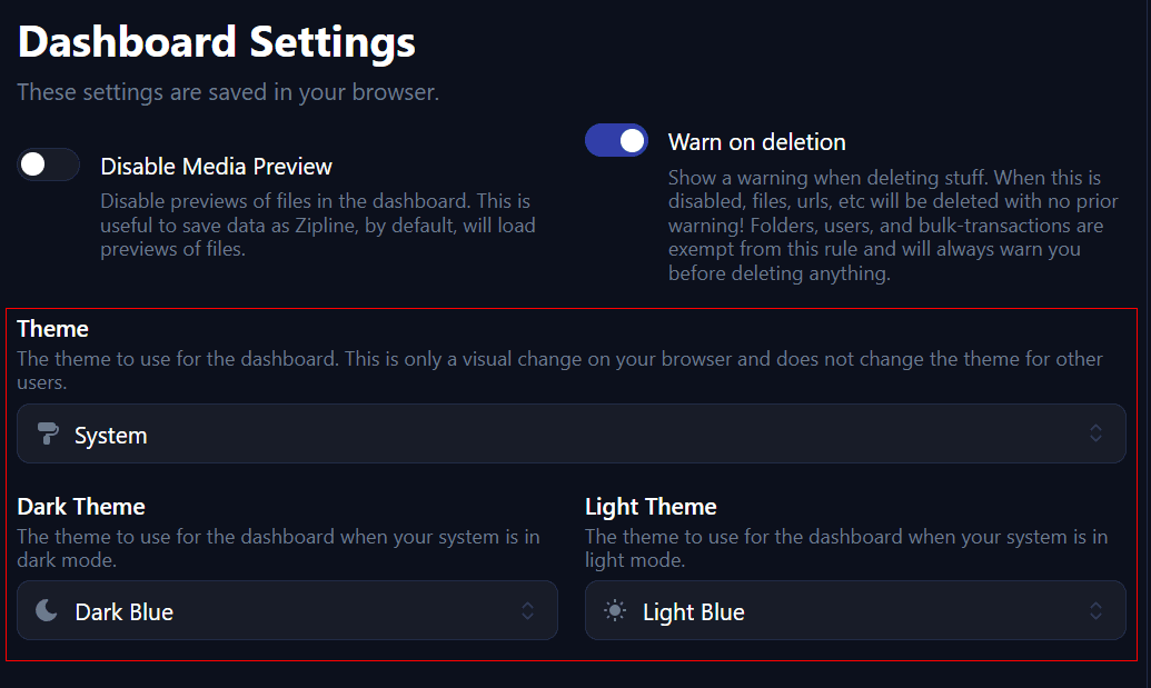 Customizing the Dashboard – Docs – Zipline